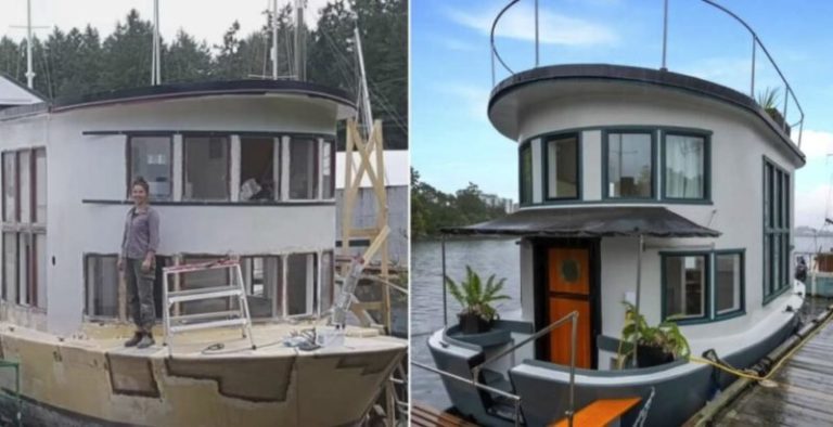 The couple bought an old boat and transformed it into a beautiful ...
